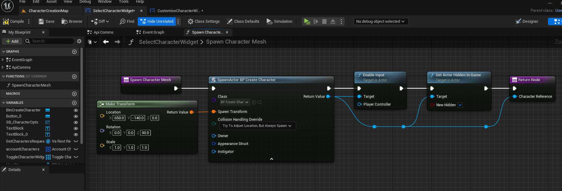 Unreal Engine Create Custom Character Screen Part 5